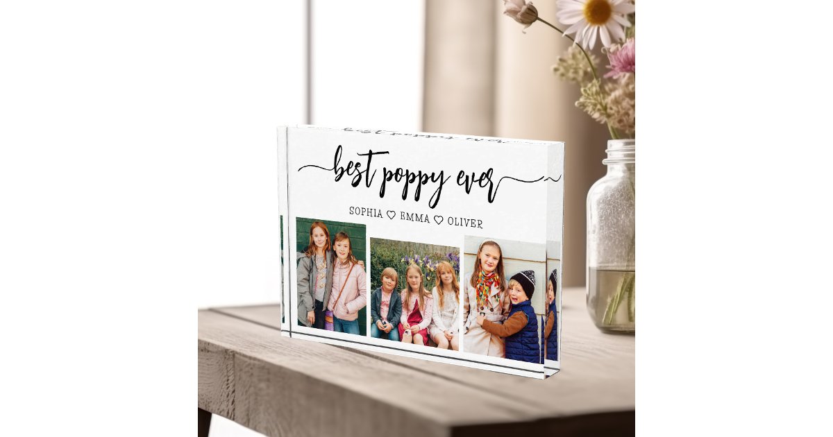 Poppy Grandfather Grandchildren Photo Collage | Zazzle