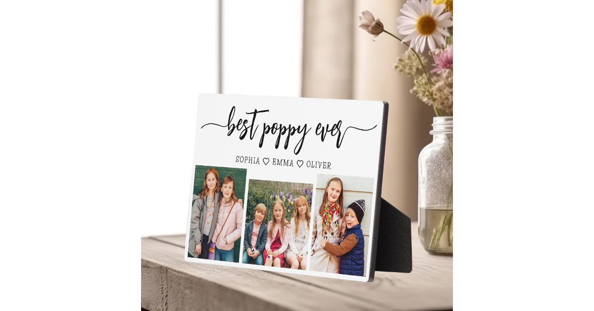 Poppy Grandfather Grandchildren Photo Collage Plaque | Zazzle