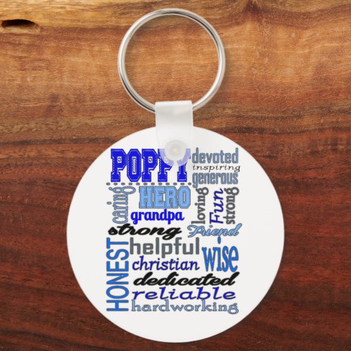 Poppy Grandpa Fathers Day Papa Pawpaw Keychain | Zazzle