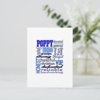 Poppy Grandpa Fathers Day Papa Pawpaw Postcard | Zazzle