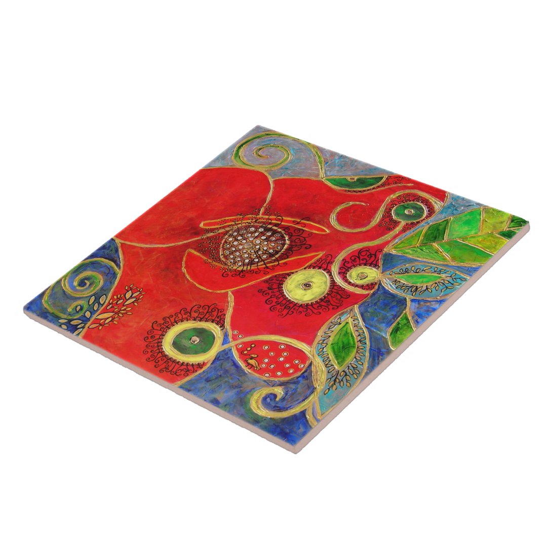 "Poppy" (painting) Ceramic Tile | Zazzle