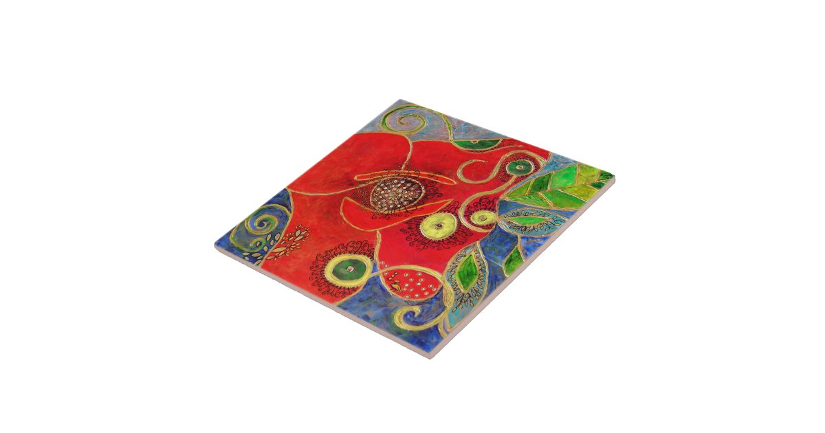 "Poppy" (painting) Ceramic Tile | Zazzle