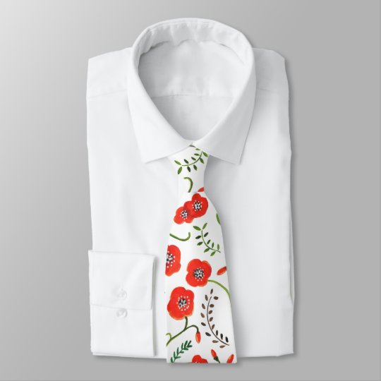 Poppy red floral wedding neck tie | Zazzle.com