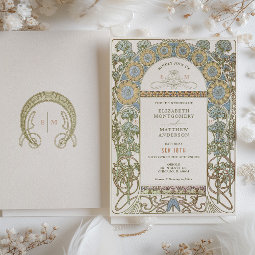 Poppy Wedding Invitations Art Nouveau by Mucha | Zazzle