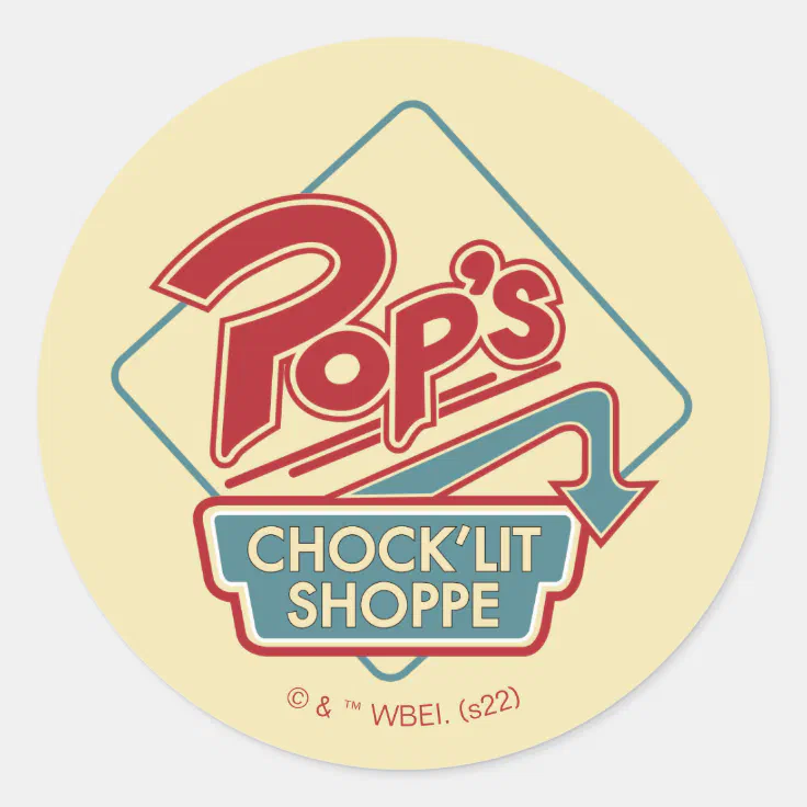 Pop's Chock'Lit Shoppe Red Logo Classic Round Sticker | Zazzle