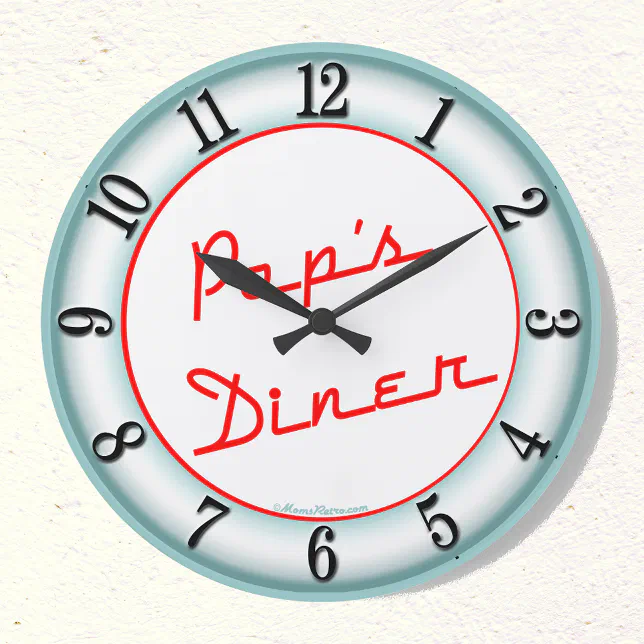Pops Diner Retro Kitchen Wall Clock | Zazzle