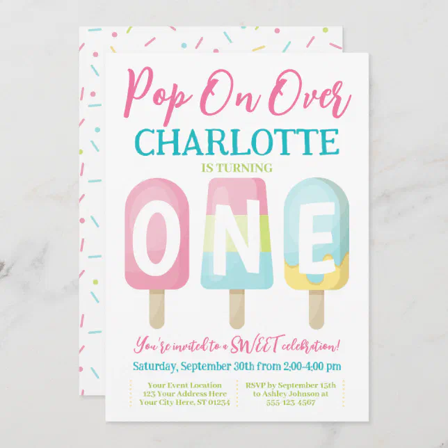 Popsicle 1st Birthday Invitation, Pop on Over Invitation | Zazzle