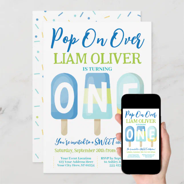 Popsicle 1st Birthday Invitation, Pop on Over Invitation | Zazzle