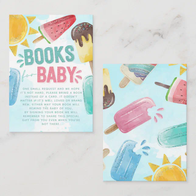 Popsicle Baby Shower Book Request Enclosure Card | Zazzle