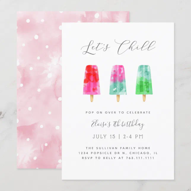 Popsicle Birthday Party Lets Chill Invitation | Zazzle