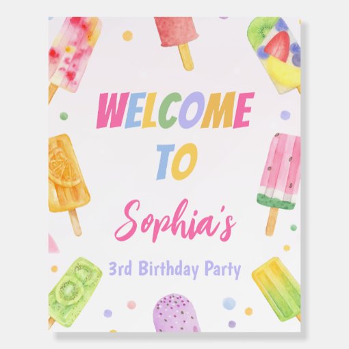Popsicle Birthday Welcome Sign Summer Party | Zazzle