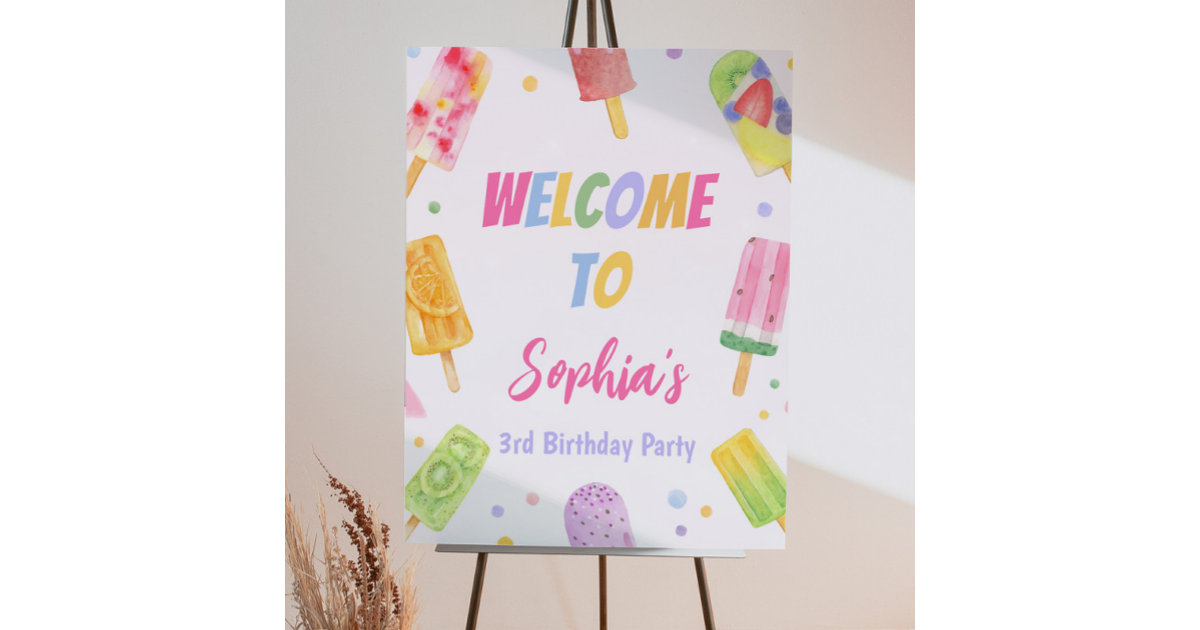 Popsicle Birthday Welcome Sign Summer Party | Zazzle