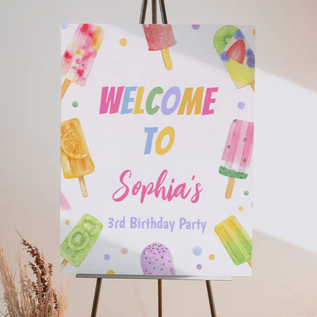Popsicle Birthday Welcome Sign Summer Party | Zazzle