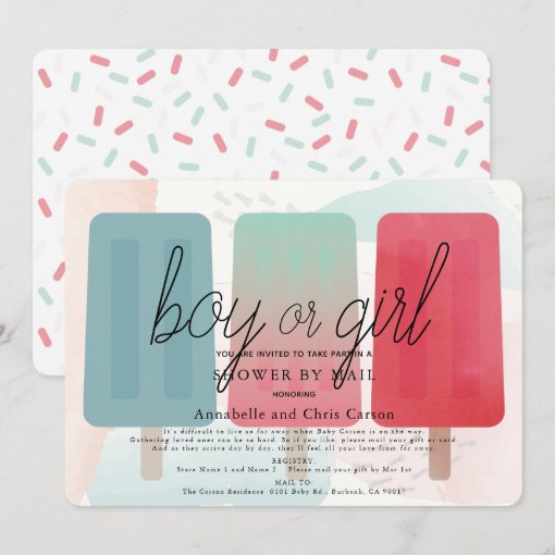 Popsicle Gender Reveal Baby Shower by Mail Invitation | Zazzle