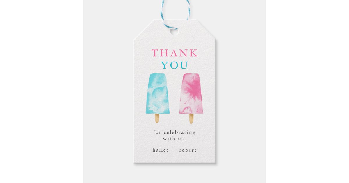 Popsicle Gender Reveal Party Favor Gift Tags | Zazzle
