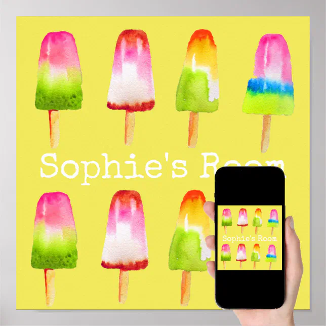 Popsicle ice-block cute food art girl's room poster | Zazzle