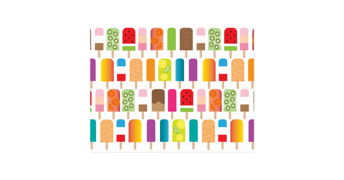 Popsicle Ice Cream Bars Pattern Postcard | Zazzle.com