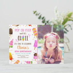 Popsicle Ice Cream Birthday Summer Pool Party Invitation | Zazzle