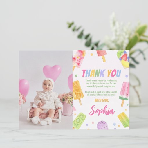 Popsicle Ice Cream Thank You Card Summer Party | Zazzle