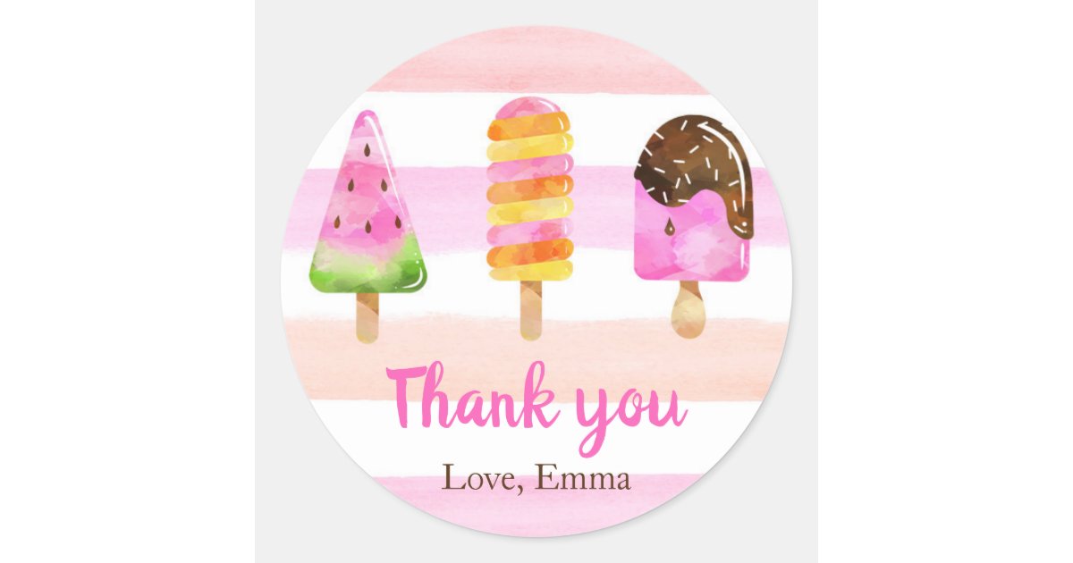 Popsicle Ice Cream Thank You Favor Tag Summer | Zazzle