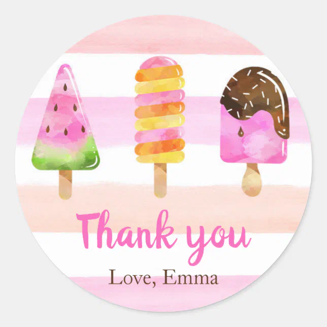 Popsicle Ice Cream Thank You Favor Tag Summer | Zazzle