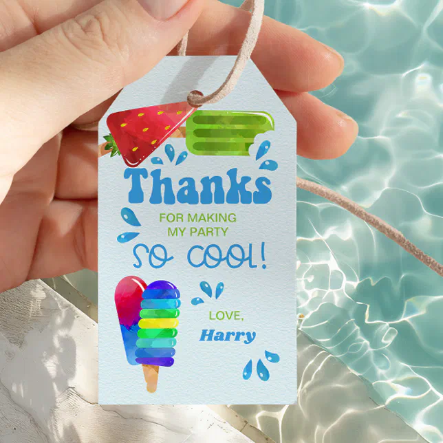 Popsicle Party Cool Ices Blue Thank You Gift Tags | Zazzle