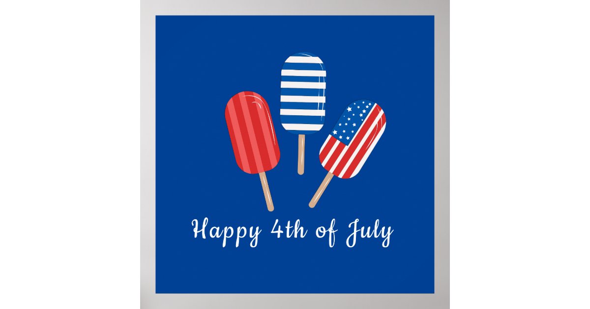 Popsicle Red White Blue Modern Minimalist Poster | Zazzle