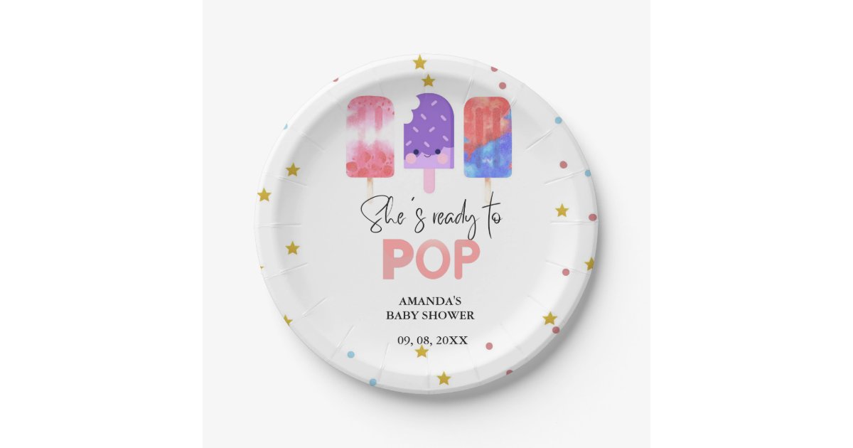 Popsicle She is ready to pop Baby Shower Paper Plates | Zazzle