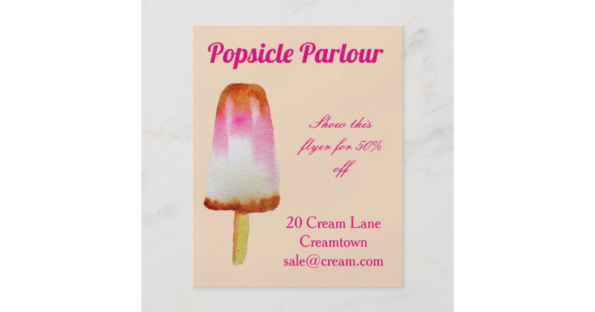 Popsicle shop Ice cream parlour advertisement Flyer | Zazzle