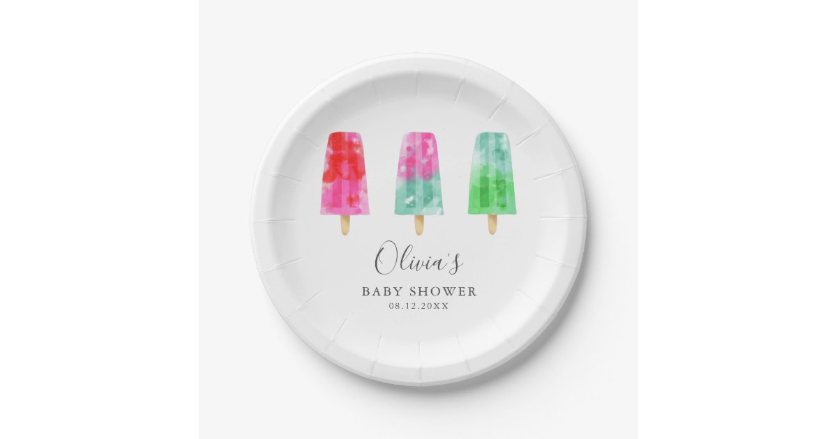 Popsicle Theme Summer Baby Shower Paper Plates | Zazzle