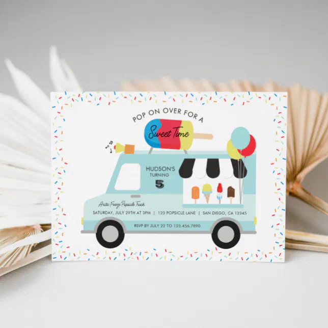Popsicle Truck Birthday Party Invitation | Zazzle