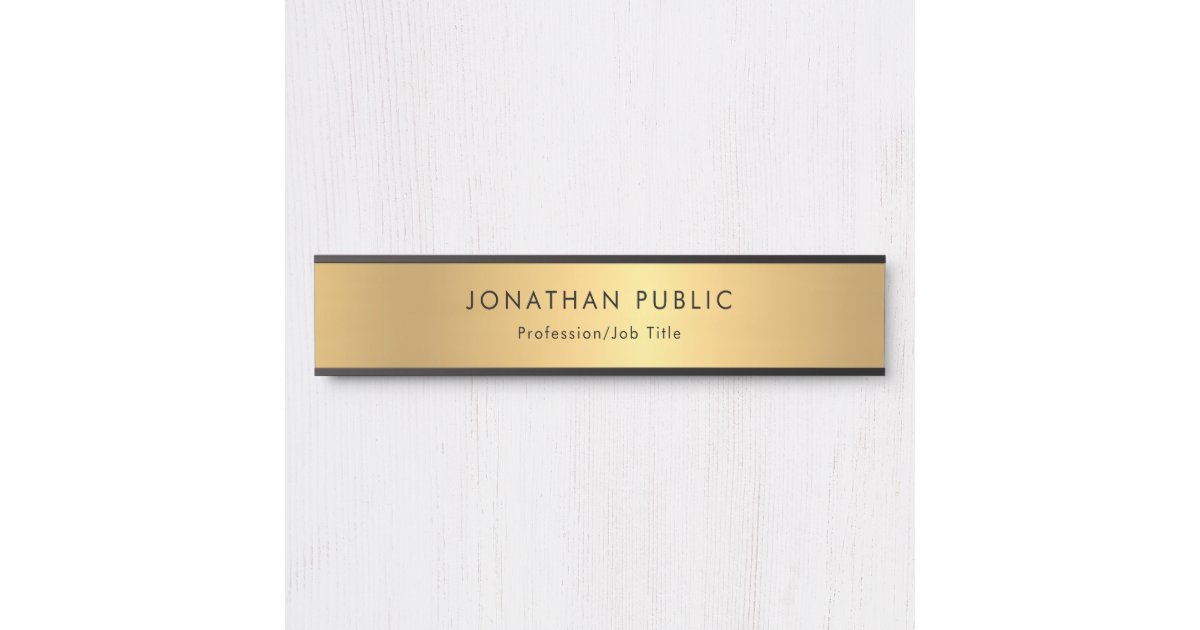 Popular Gold Look Glamorous Modern Template Door Sign | Zazzle