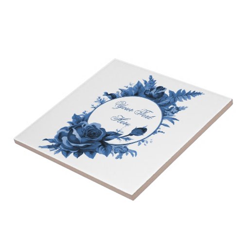 Porcelain Blue Floral Frame Ceramic Tile | Zazzle