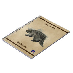 Porcupine On Old Paper Notebook | Zazzle