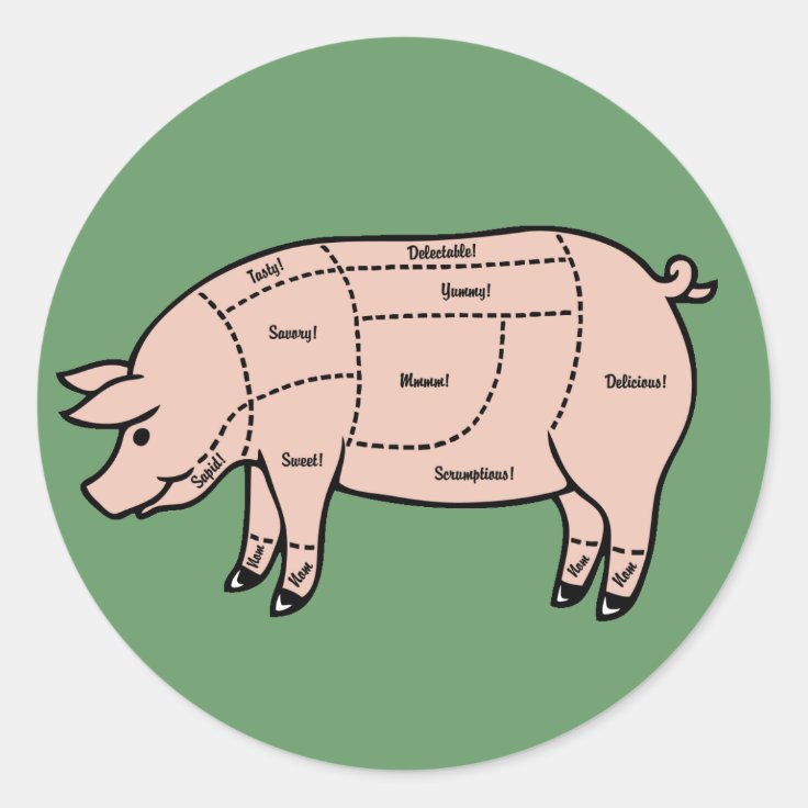 Pork Cuts Classic Round Sticker | Zazzle