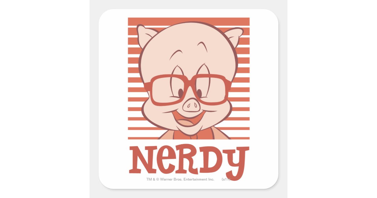 Porky - Nerdy Square Sticker | Zazzle