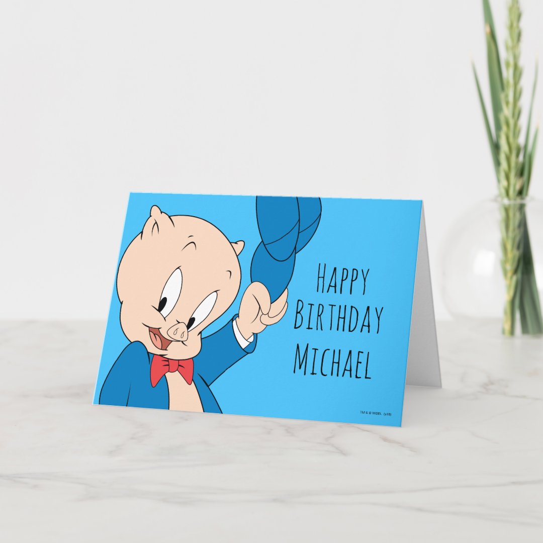 Porky Pig | Waving Hat Card | Zazzle