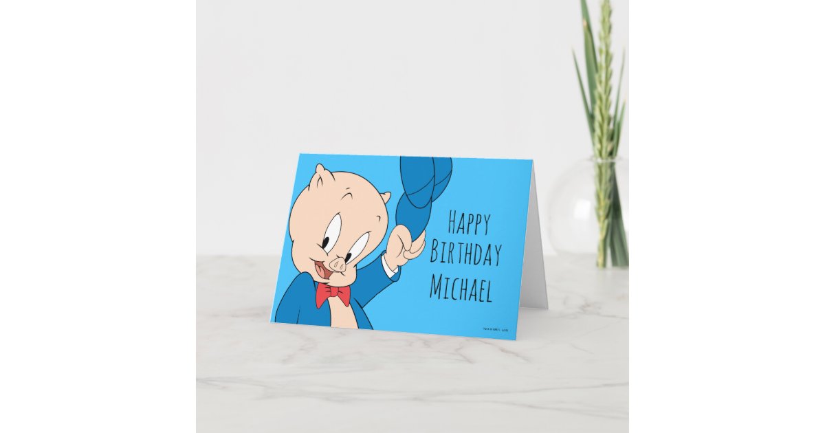 Porky Pig | Waving Hat Card | Zazzle