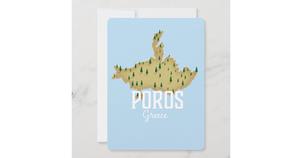 Poros Greek Map Illustrated travel poster | Zazzle
