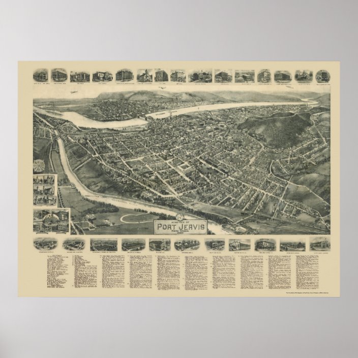 Port Jervis, NY Panoramic Map - 1920 Poster | Zazzle.com
