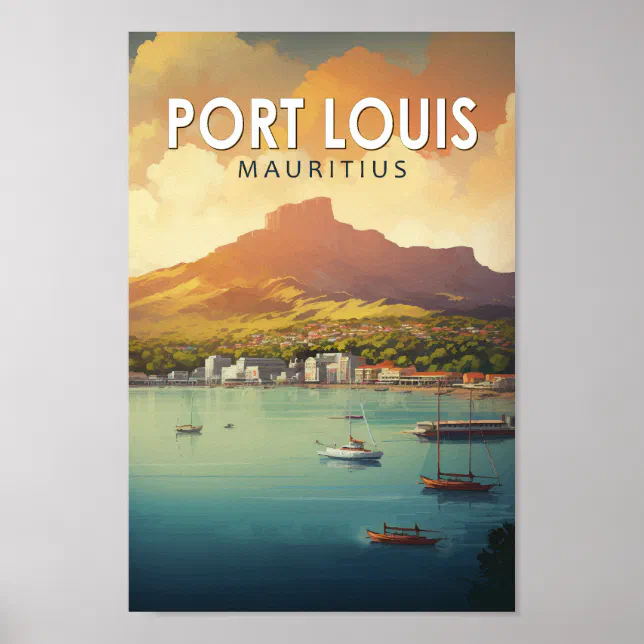 Port Louis Mauritius Travel Art Vintage Poster | Zazzle
