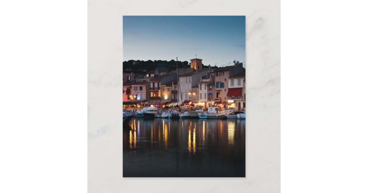 Port of Cassis at night Postcard | Zazzle