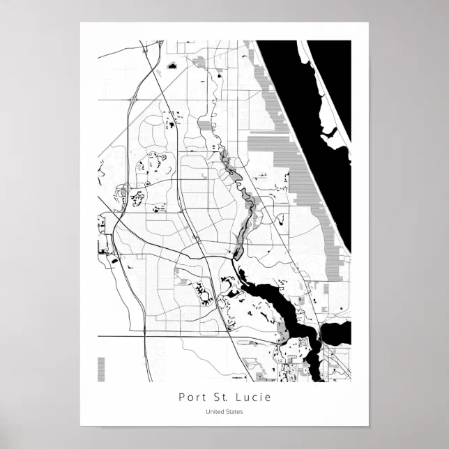 Port St Saint Lucie Florida Modern Simple Map Poster | Zazzle
