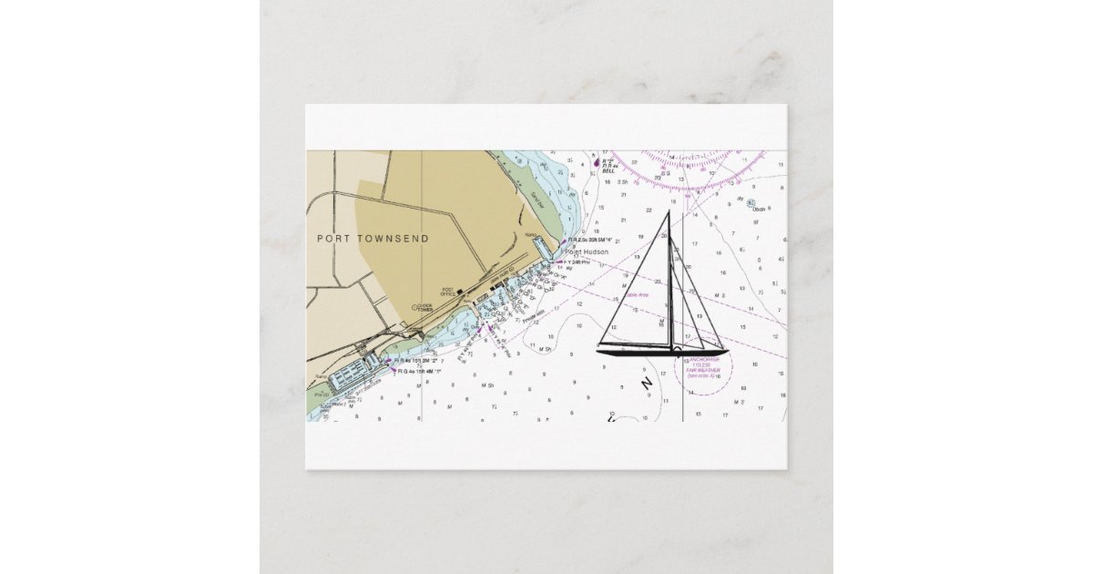 Port Townsend Sailing Nautical Chart Postcard | Zazzle