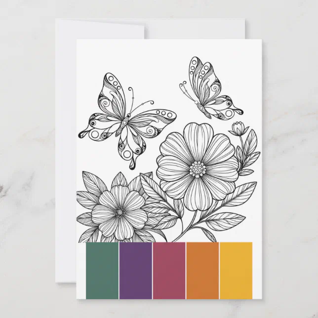 Portable Butterfly Coloring Cards Art Therapy | Zazzle