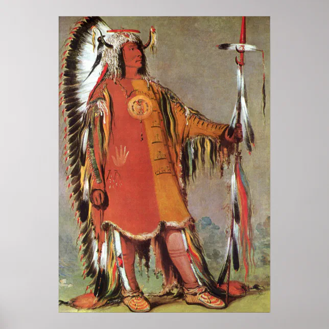 Portait of Indian Chief Mato-Tope by George Catlin Poster | Zazzle