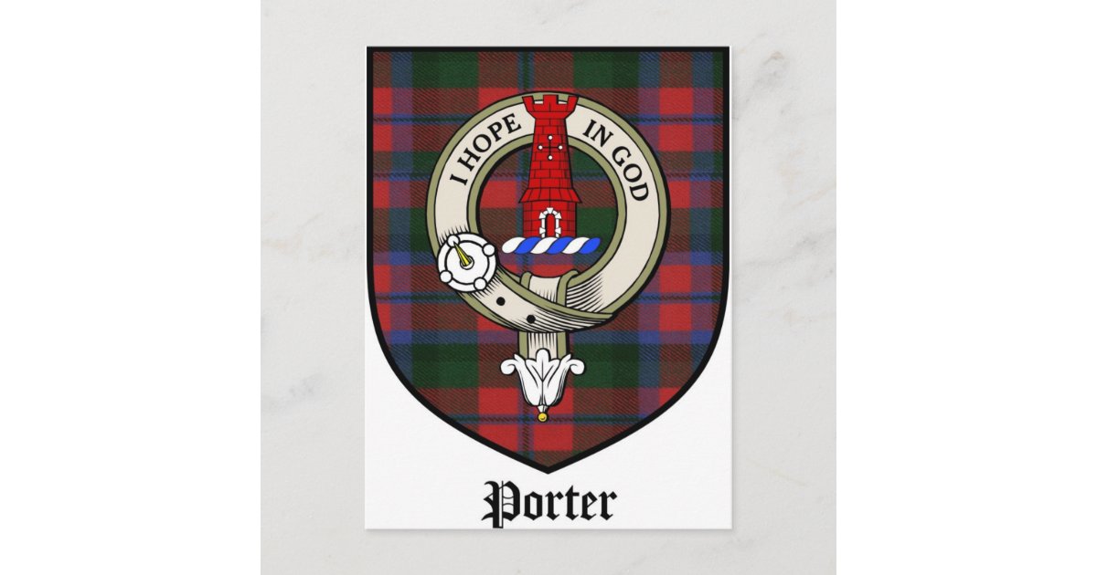 Porter Clan Crest Badge Tartan Postcard | Zazzle