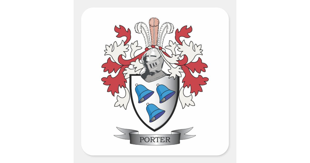 Porter Family Crest Coat of Arms Square Sticker | Zazzle