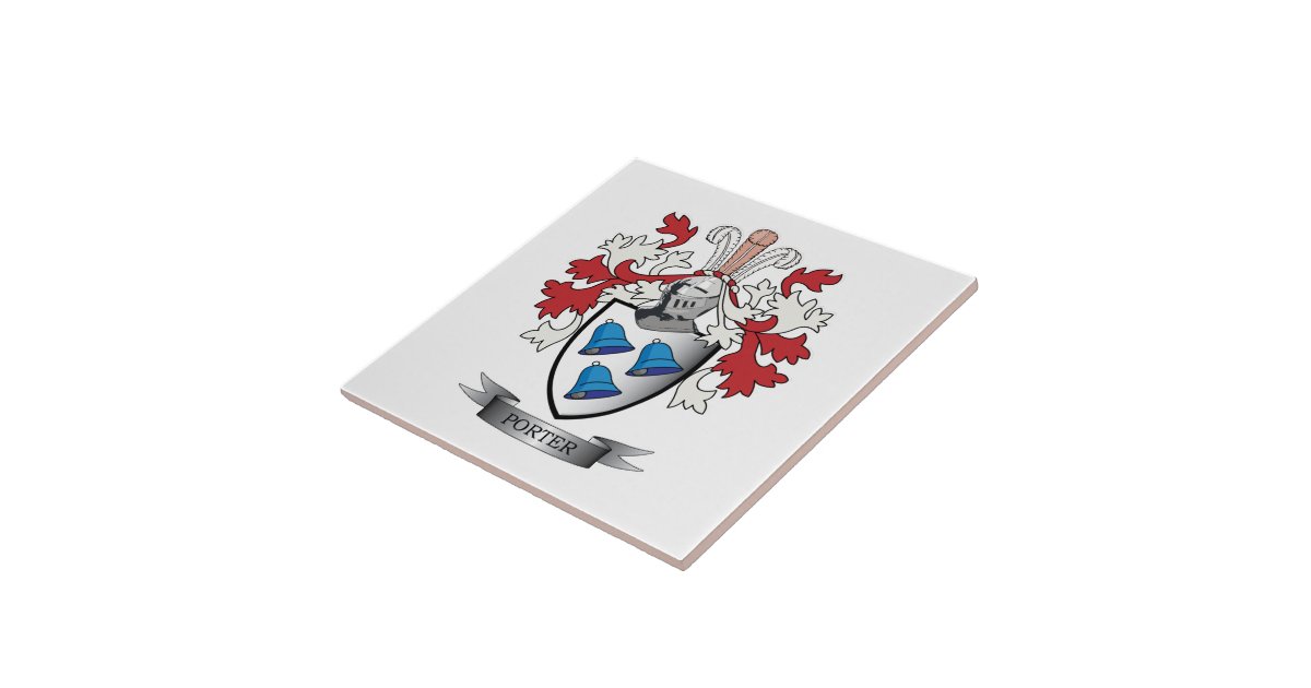Porter Family Crest Coat of Arms Tile | Zazzle