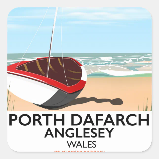 Porth Dafarch, Anglesey vintage travel poster Square Sticker | Zazzle